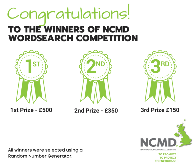NCMD Wordsearch Competition Winners - National Council for Metal Detecting