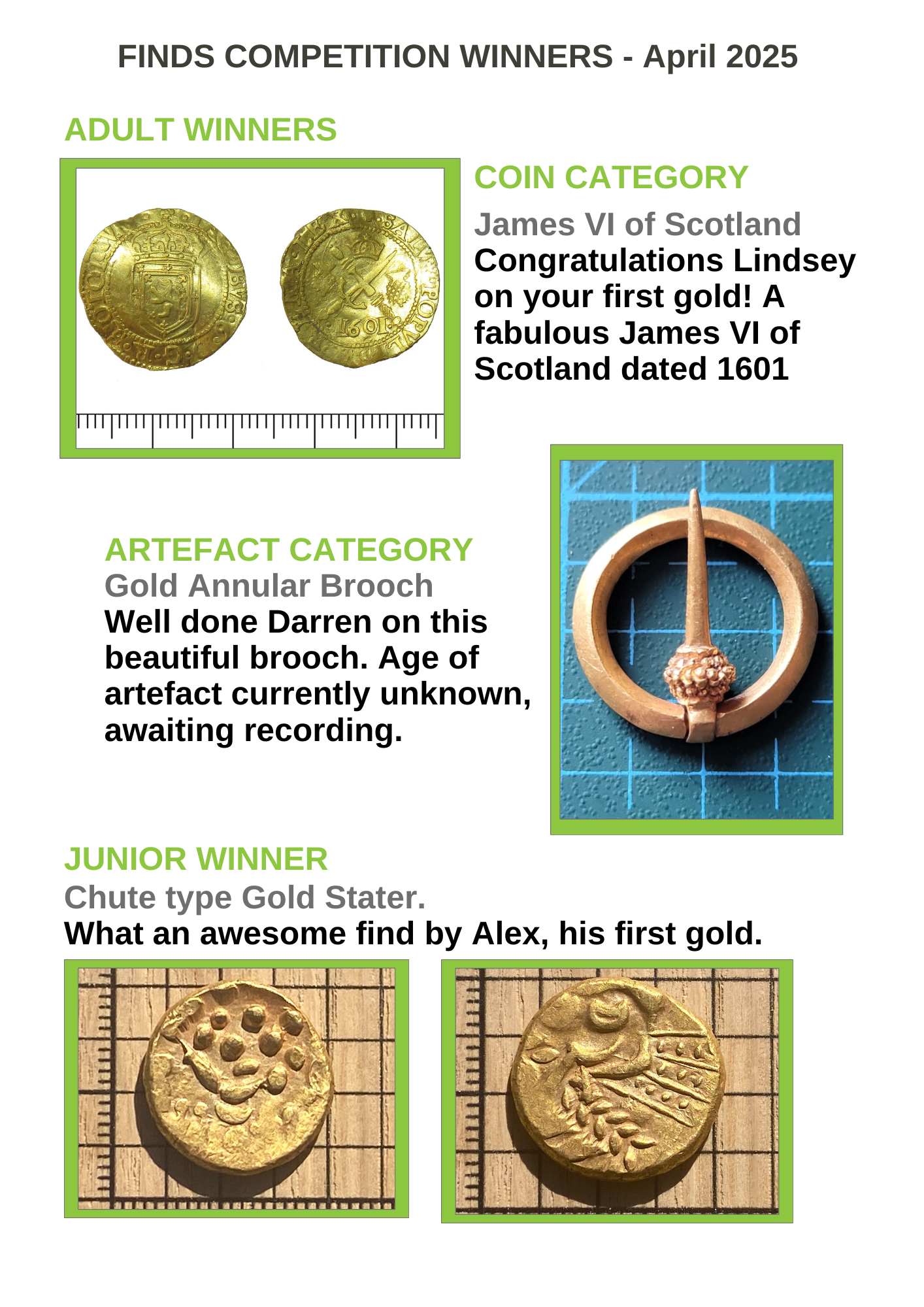 April Finds Competition Winners - National Council for Metal Detecting